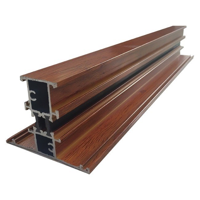 6000 Series T Shape Break Bridge Wood Grain Printing Aluminium Profiles ...